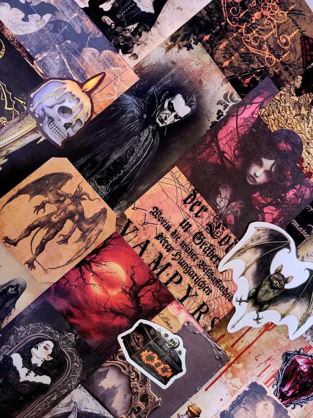 28-60pc Vampire Scrapbook Papers Stickers Set, Vintage Gothic Junk ...