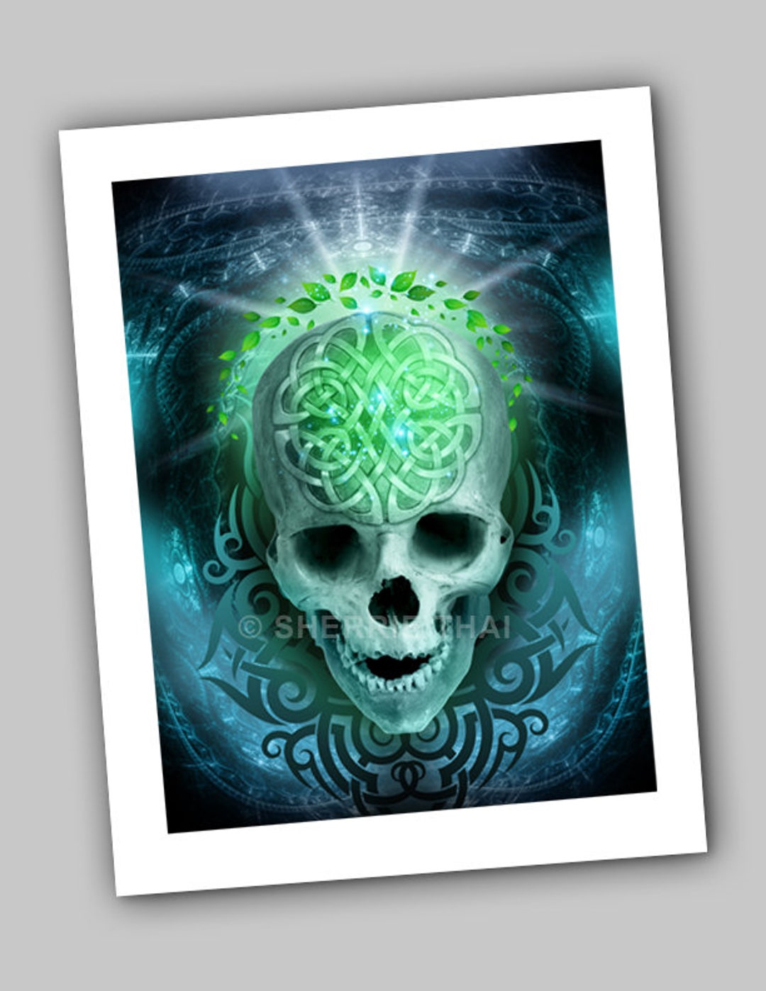 Celtic Skull Art Print, Cosmic Skull Tattoo Art, Macabre Gothic Horror ...