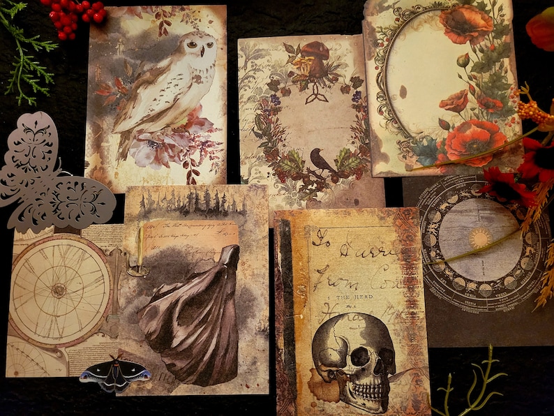 28-60pc Horror Scrapbook Set, Vintage Gothic Papers Stickers Kit ...