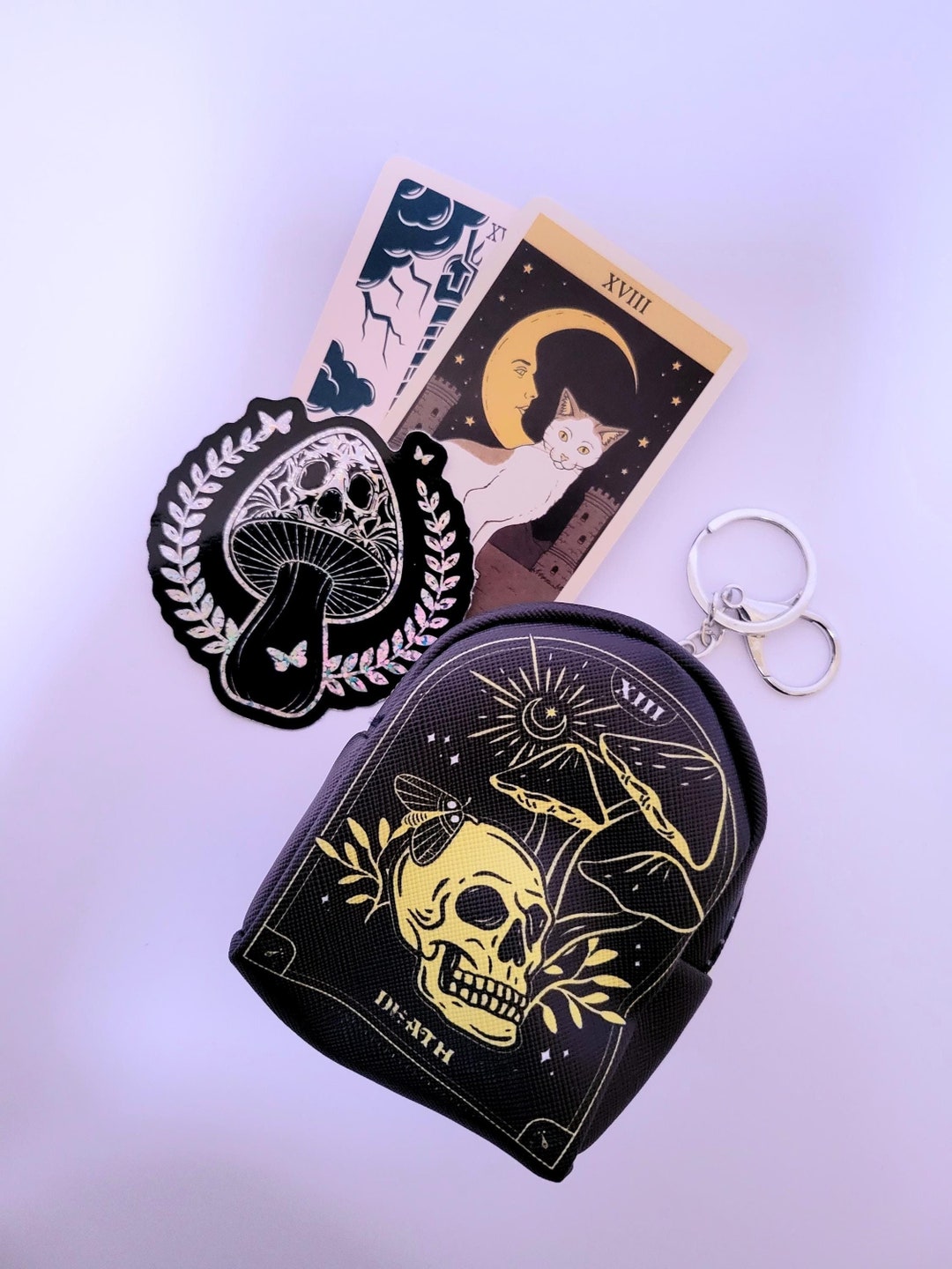 Skull Mushroom Accessory Gift Set, Handmade Mushroom Sticker Skeleton ...