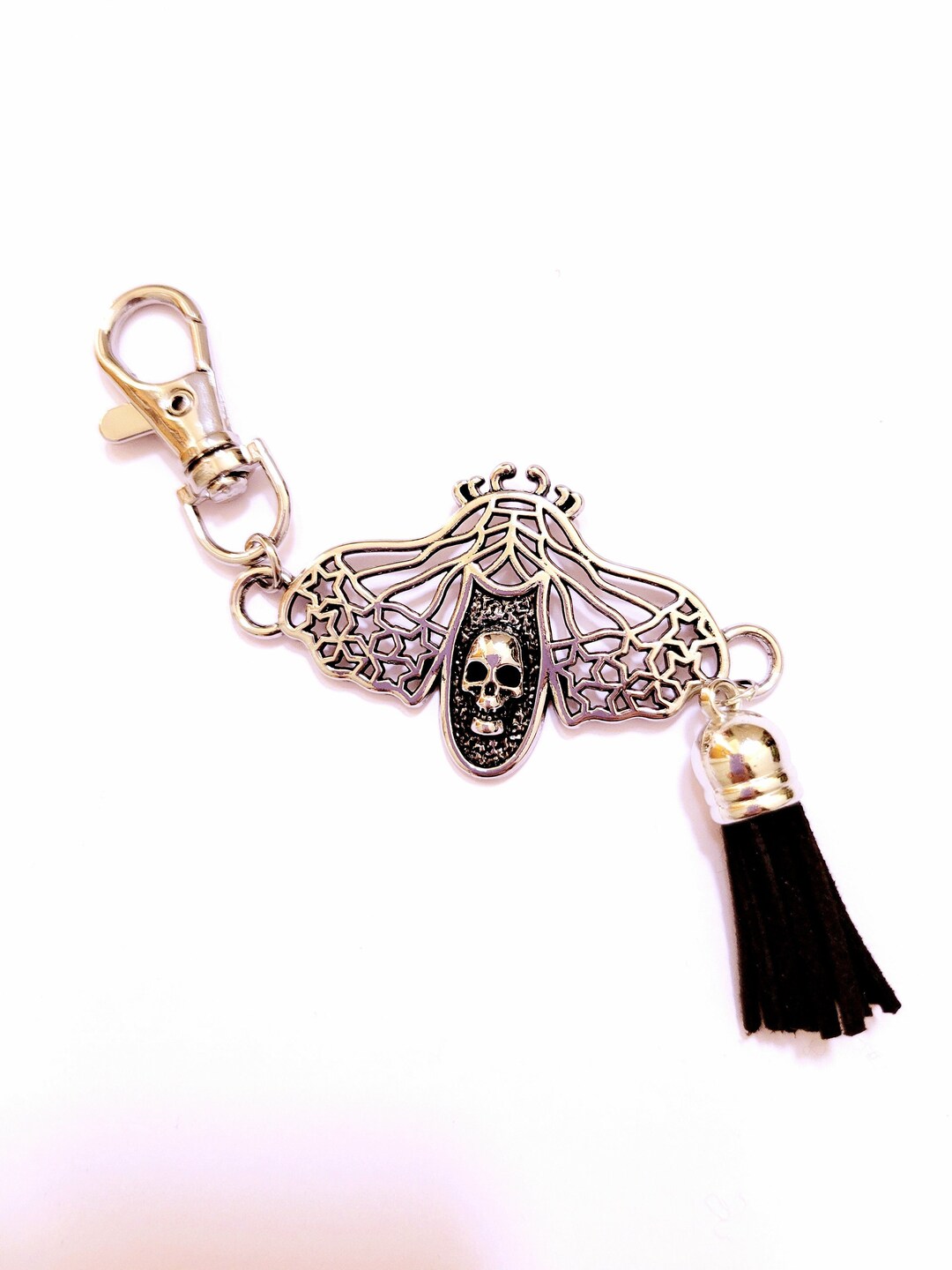 Goth Skull Moth Keychain, Handmade Deathhead Moth Accessory With Black ...