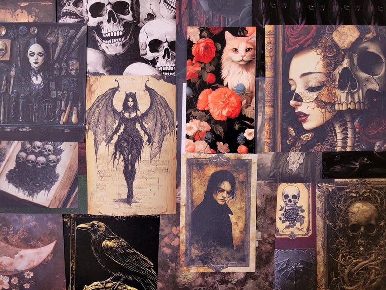 28-60pc Horror Scrapbook Set, Vintage Gothic Papers Stickers Kit ...
