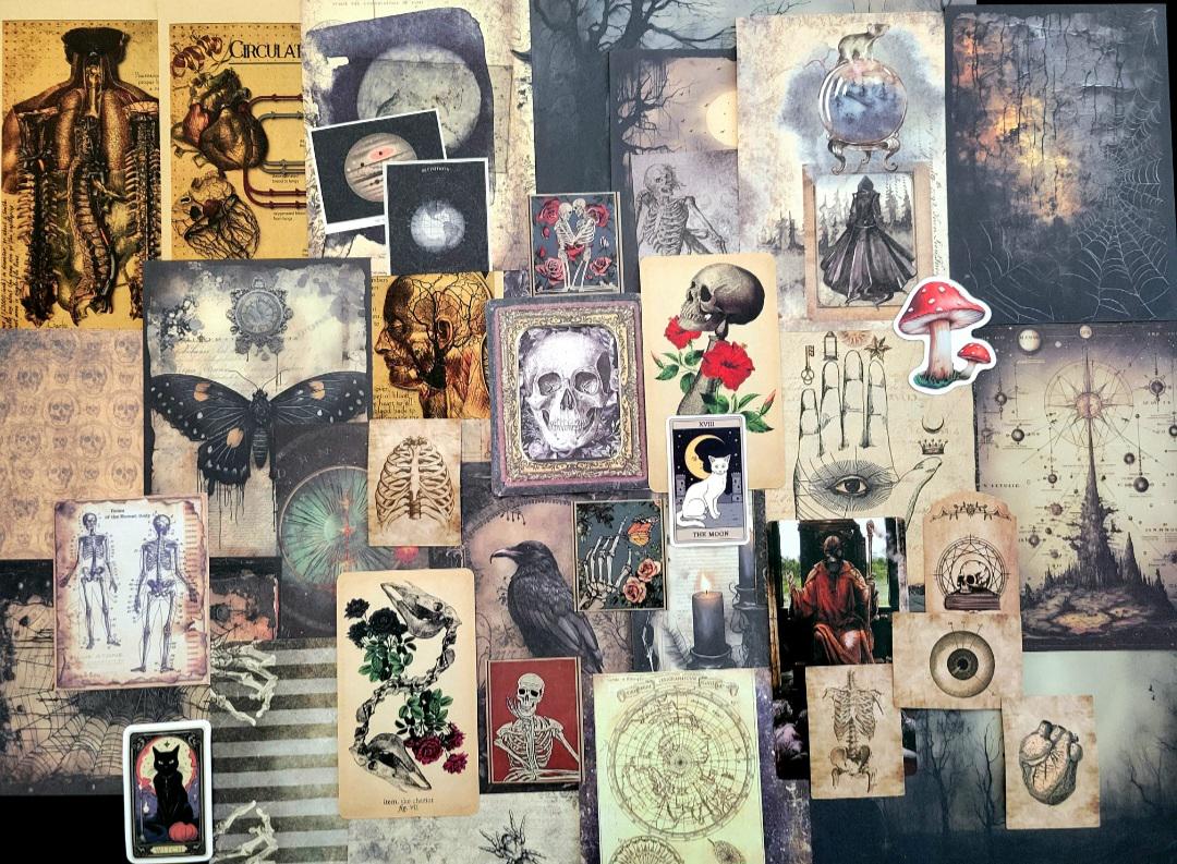 28-60pc Horror Scrapbook Set, Vintage Gothic Papers Stickers Kit ...