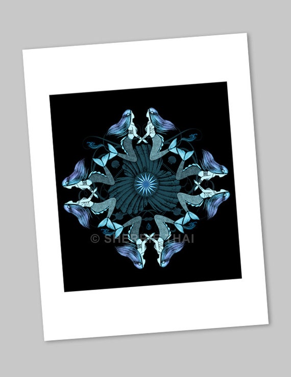 Sea Mandala Art Print Mermaid Mandala Mini Original Art Wall | Etsy