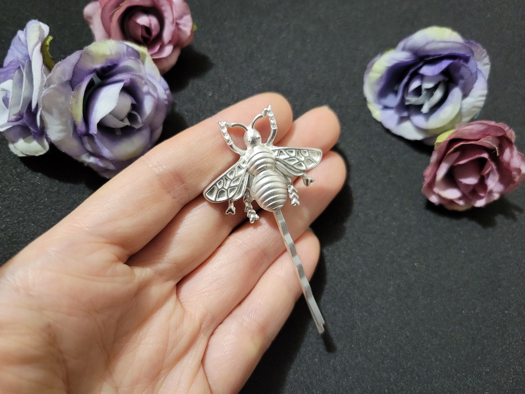 Silver Honey Bee Hair Pin, Cottagecore Nature Boho Style, Bee Bobby Pin ...