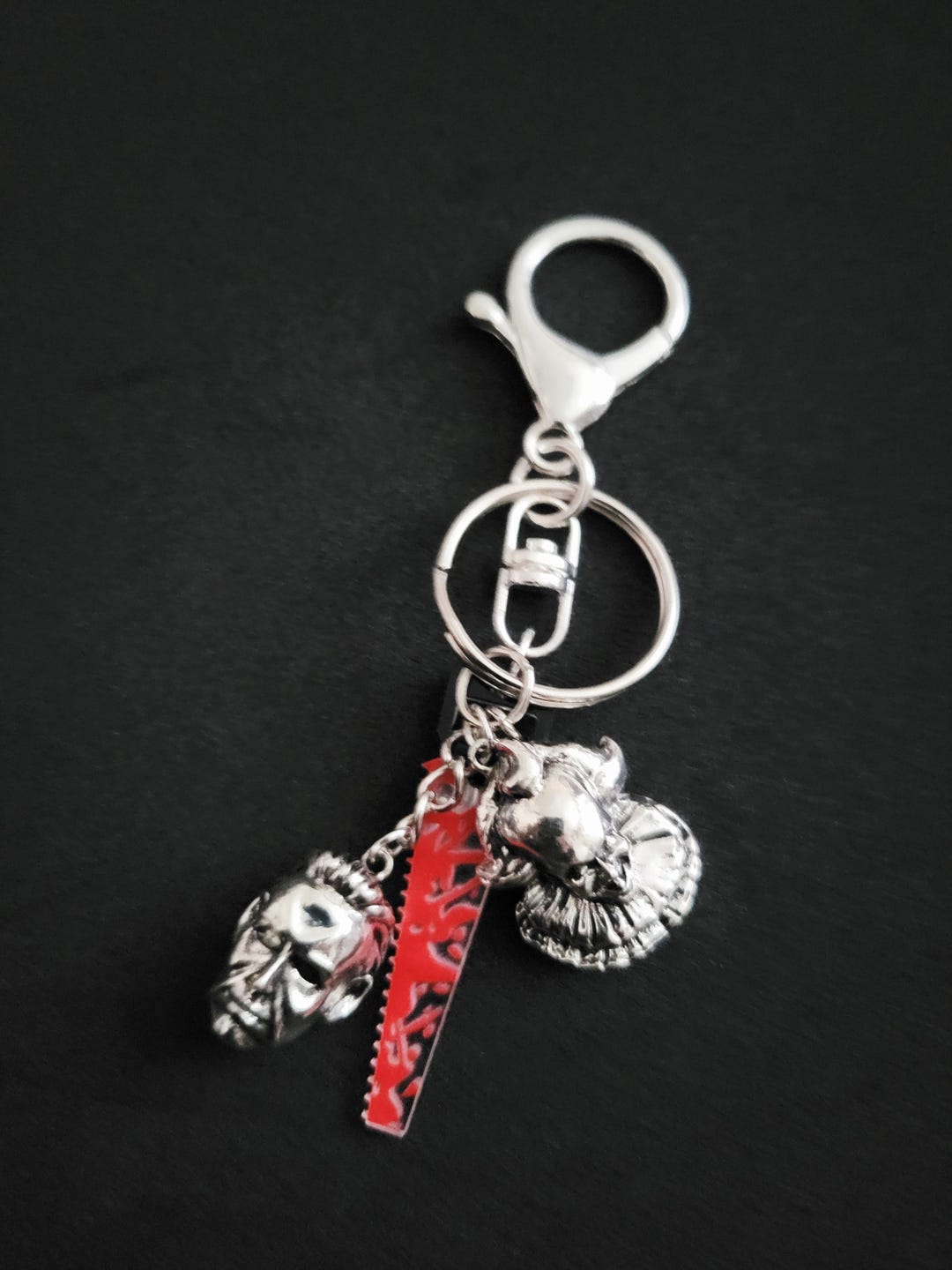 Horror Movie Bag Charm Keychain, Handmade Accessory, Bloody Acrylic Saw ...