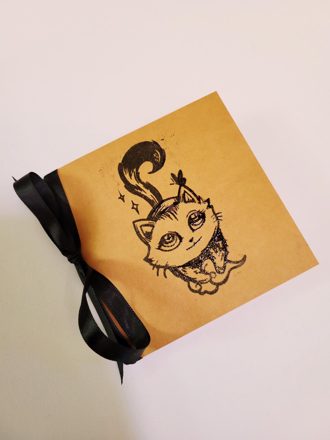Cute Cat Kraft Journal, Small Handmade Travel Pocket Notebook, Drawing ...