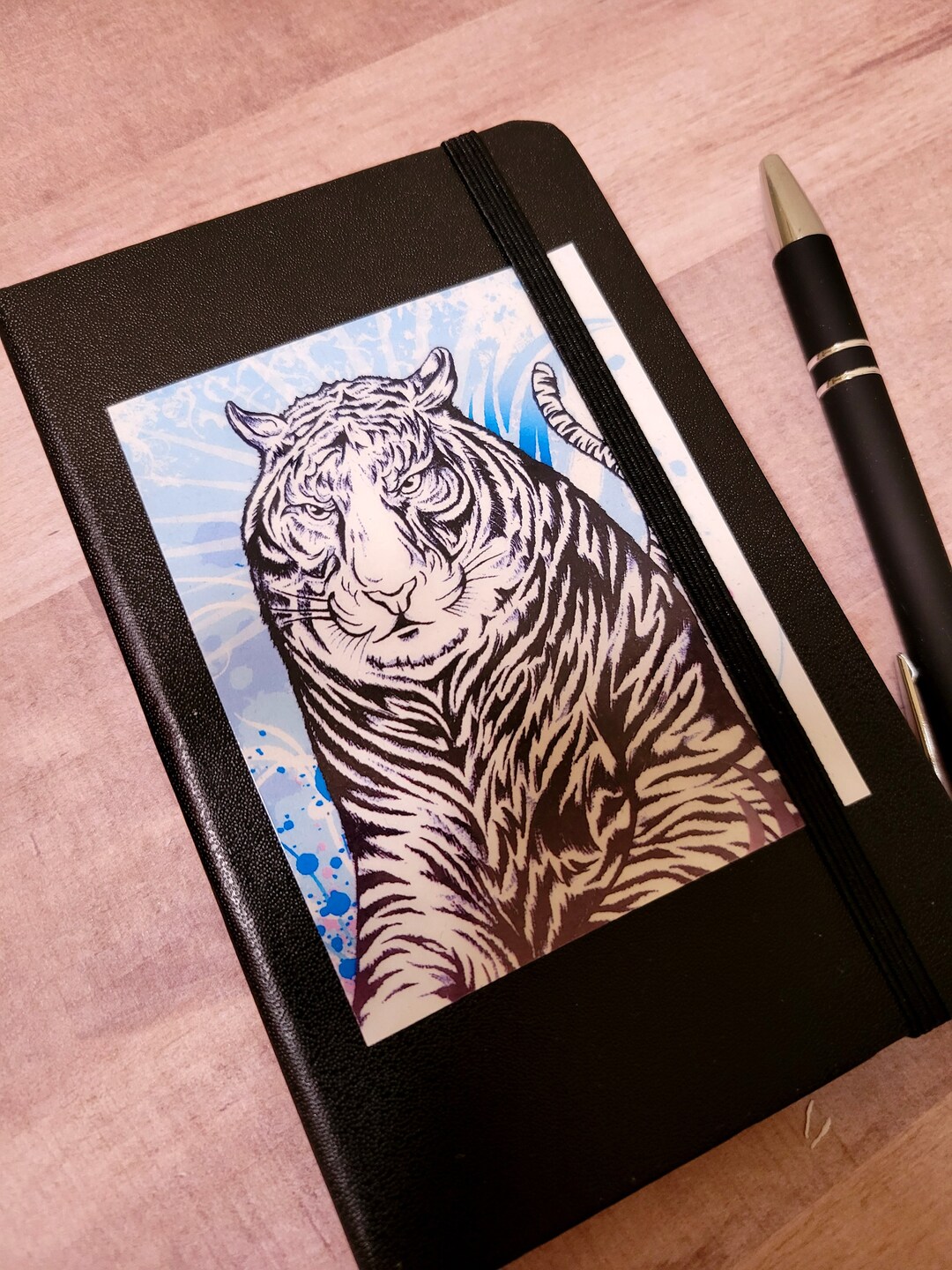 Tribal Tiger Journal, Animal Tattoo Art, Black Leather Hardcover ...