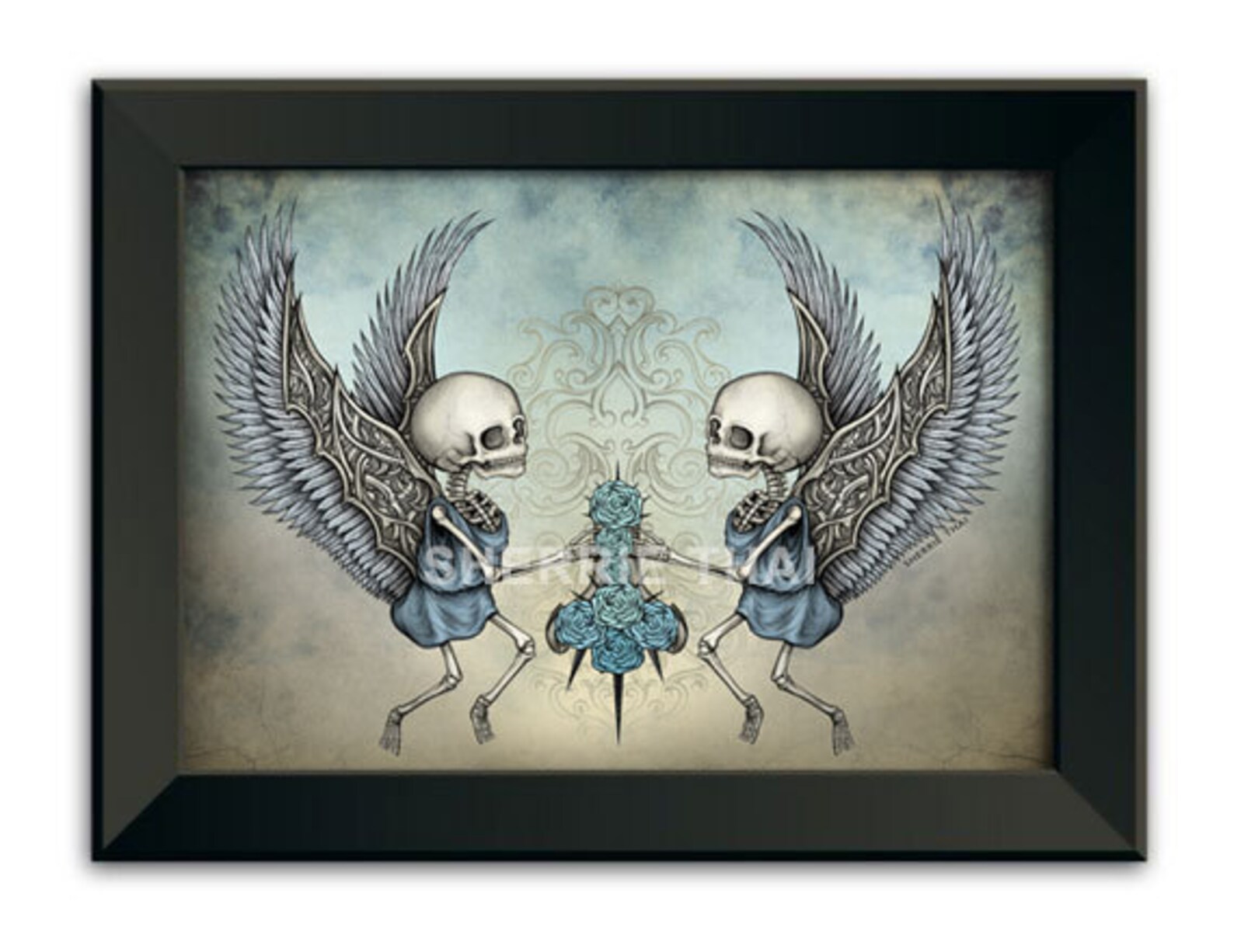 Goth Skeleton Angels Wall Art Print, Dark Fantasy Wall Decoration ...
