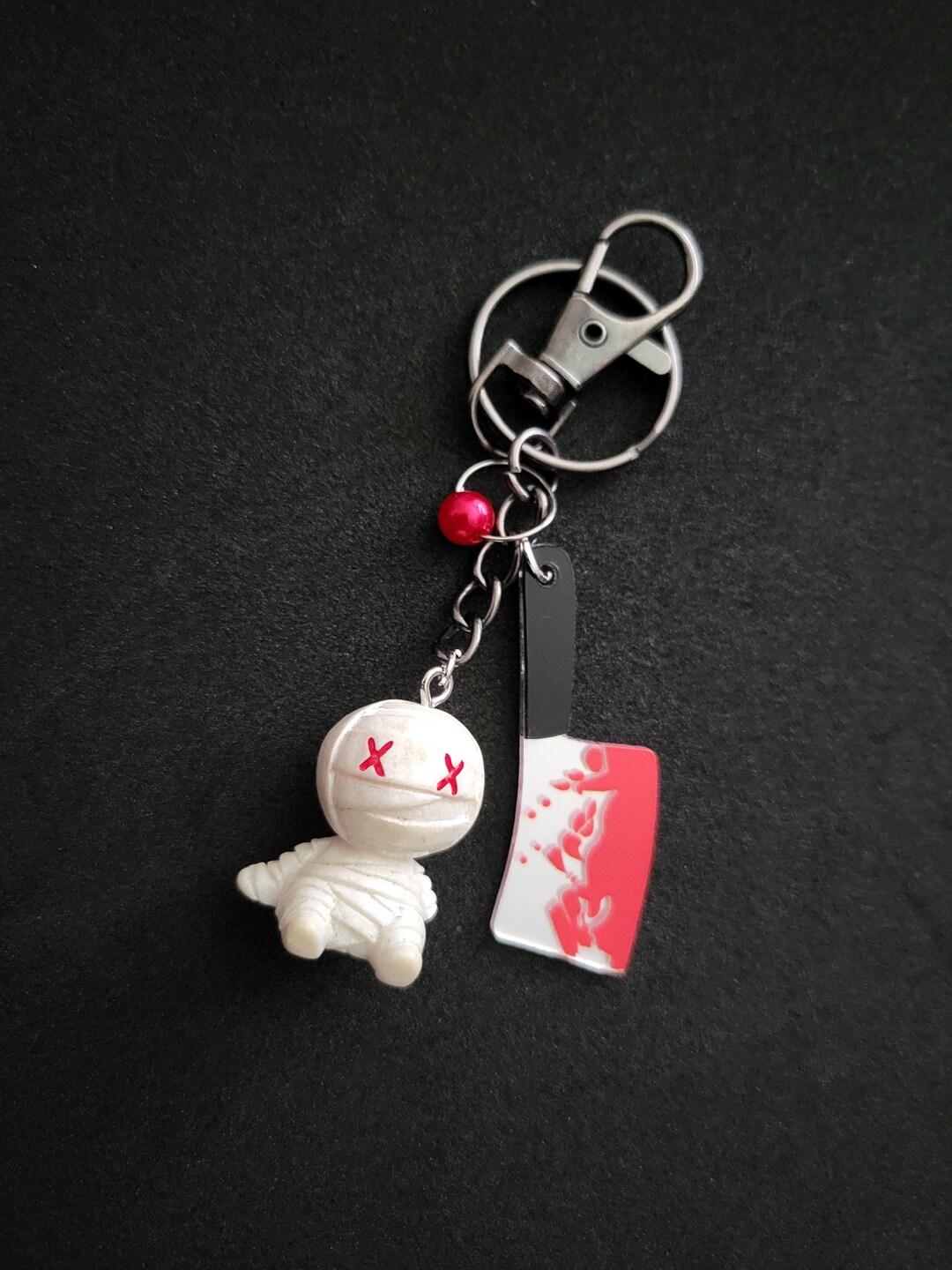 Mummy Bag Charm Keychain, Handmade Creepy Cute Mummy, Acrylic Bloody ...