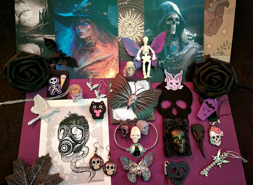 Goth MYSTERY Box, Handmade Spooky Bundle, Horror Decor, Skull Decor ...