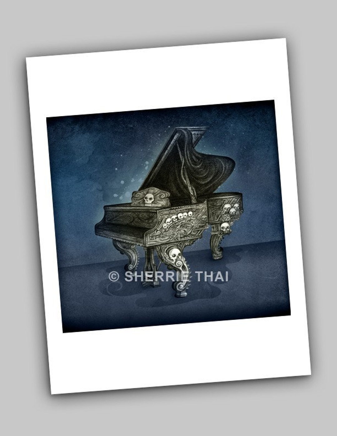 Gothic Piano Art Print, Original Skeleton Piano Horror Art, Macabre ...