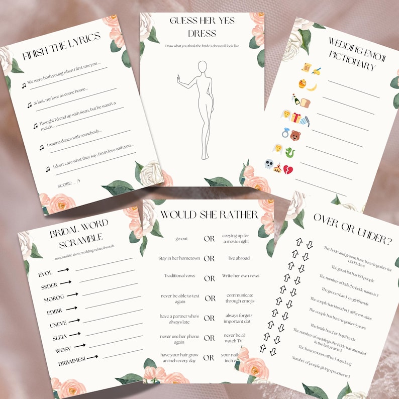Clean Bachelorette Party Games Bundle: Printable Bridal Shower Fun (12 ...