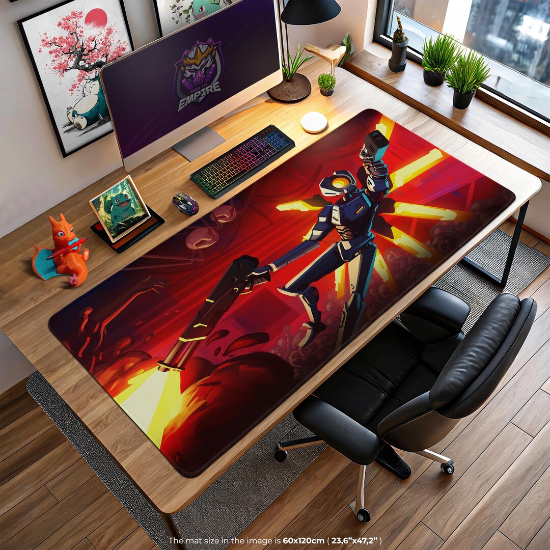 Ultrakill FPS Robot Desk Mat Intense Neon Action Mouse Pad, Large ...