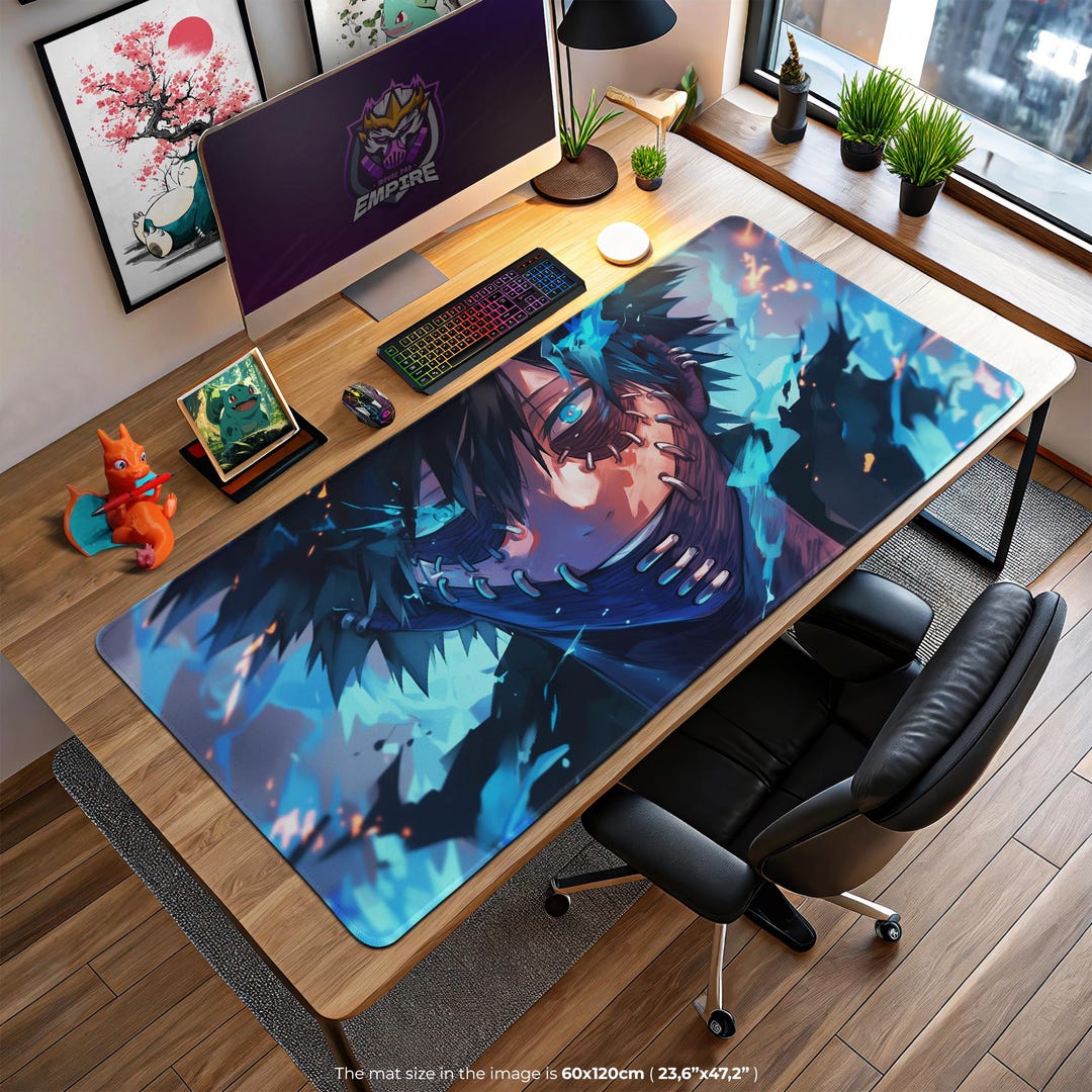 Dabi My Hero Academia Desk Mat Blue Flame Anime Mouse Pad, Large MHA ...