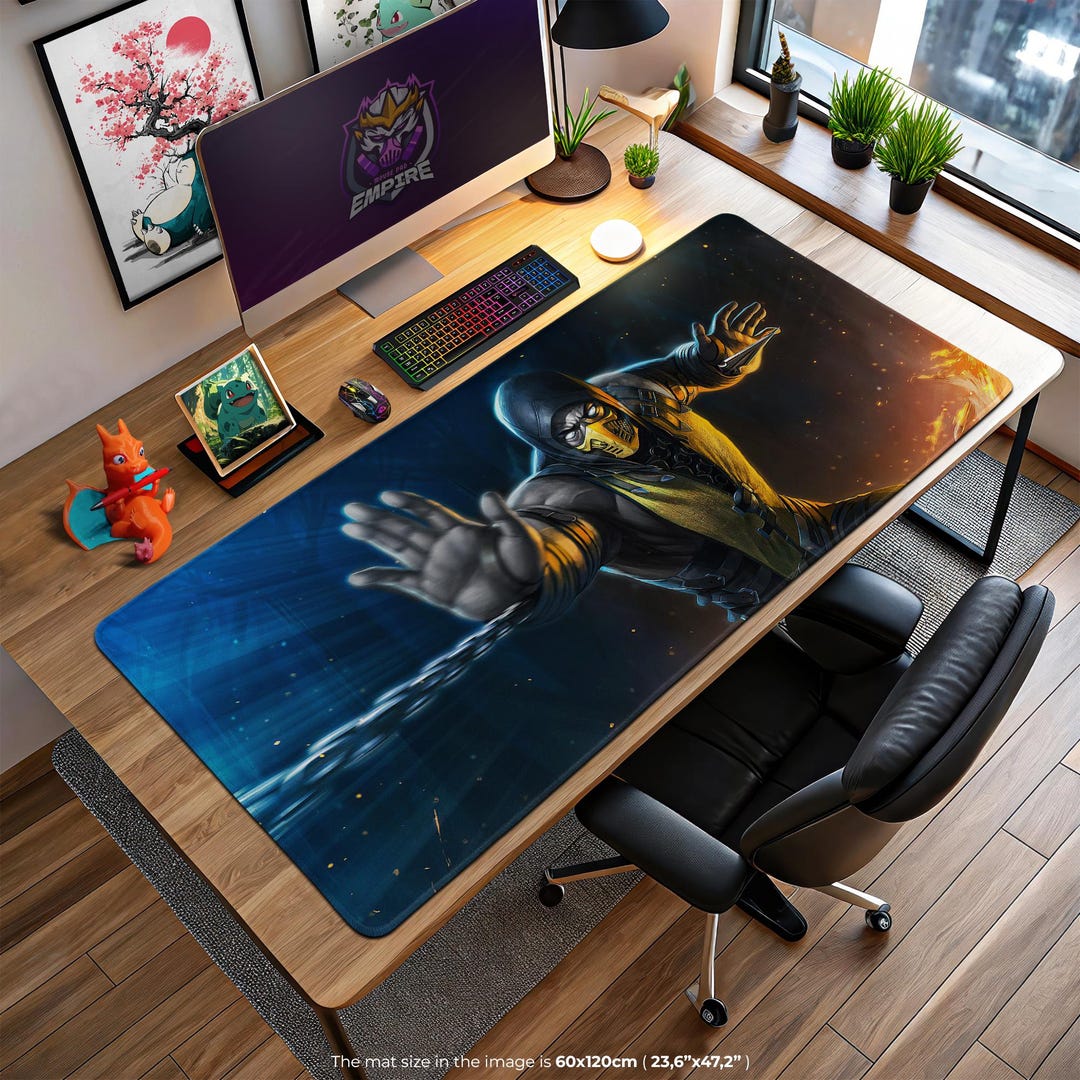 Scorpion Mortal Kombat Mouse Pad Large Gaming Desk Mat, MK Fighting ...