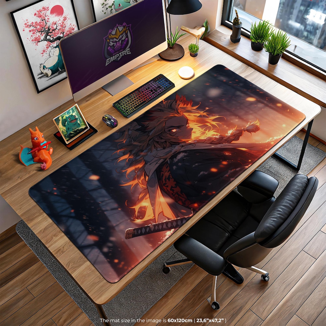 Demon Slayer Rengoku Flame Hashira Desk Mat Anime Gaming Mouse Pad ...
