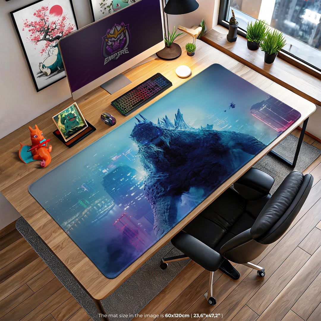 Godzilla Desk Mat Gaming Mouse Pad, King of Monsters Cityscape Art ...