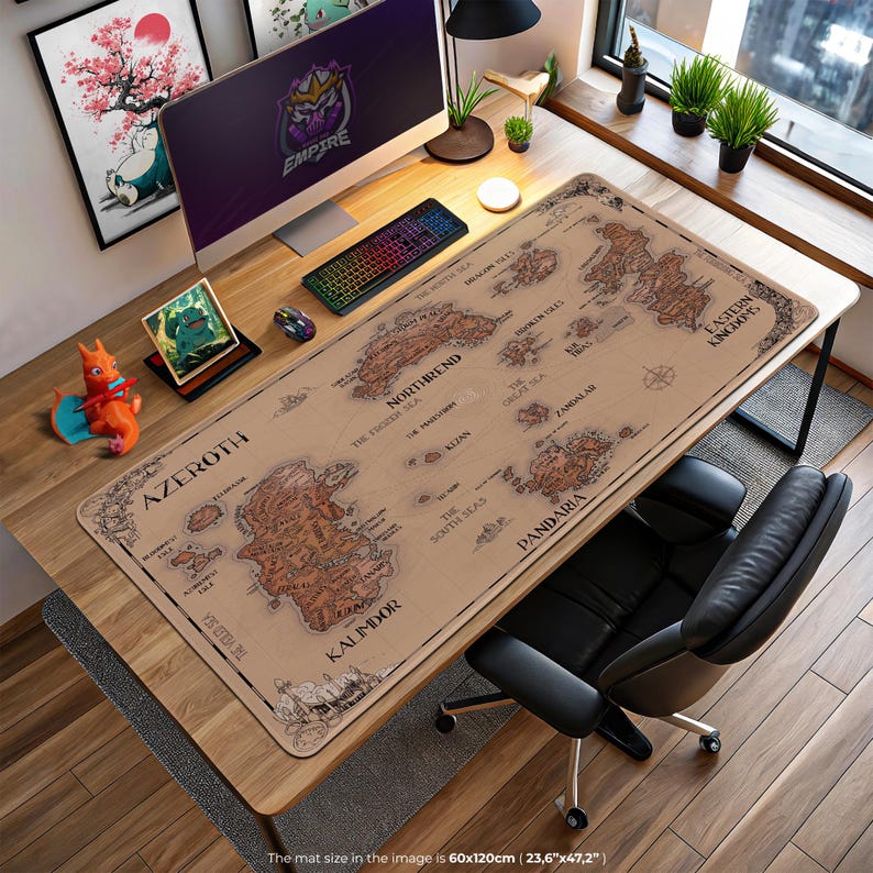 Azeroth Map Gaming Desk Mat World of Warcraft Mouse Pad, Fantasy Gift ...