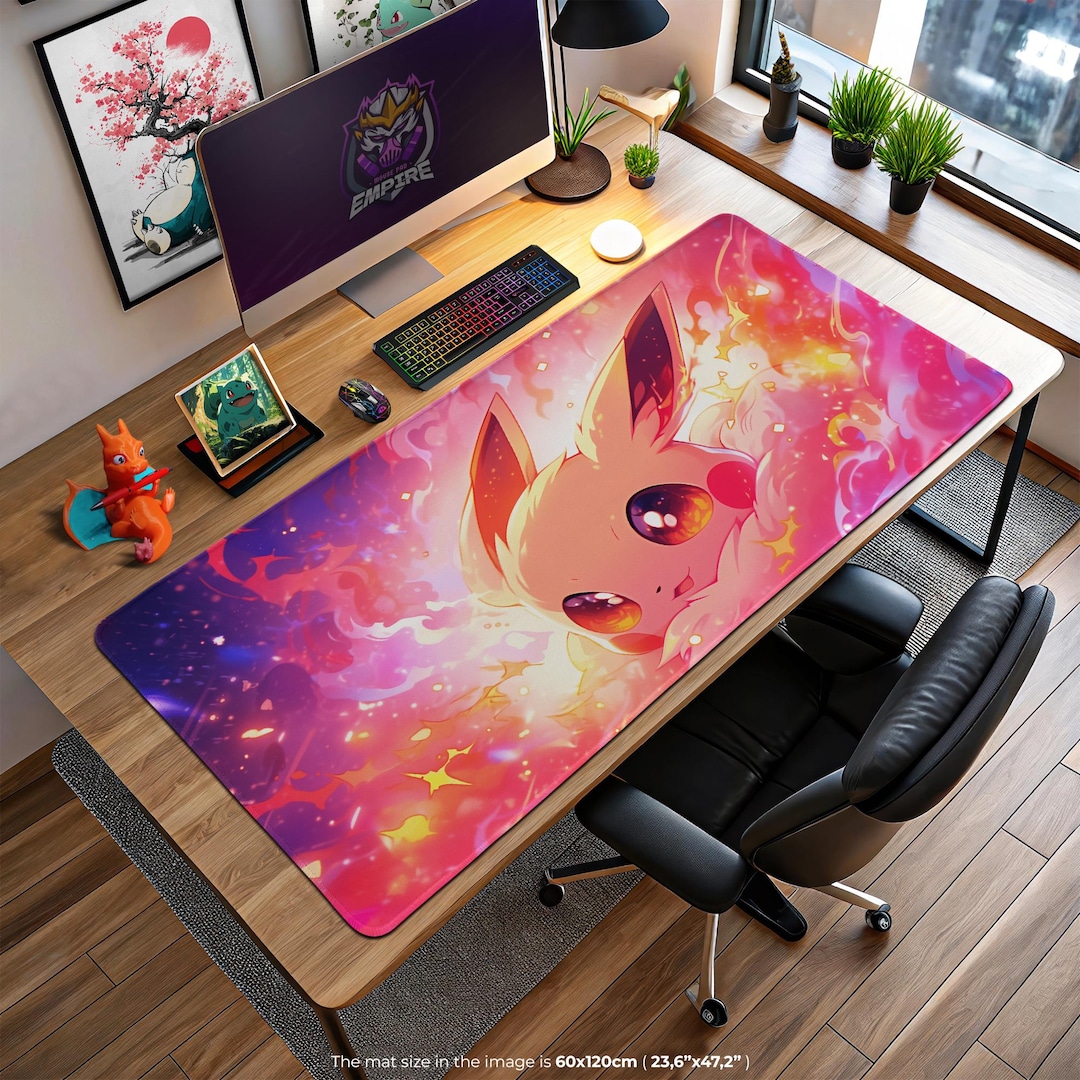 Eevee Galaxy Desk Mat Vibrant Pokémon Mouse Pad, Gaming Cushion Gift ...