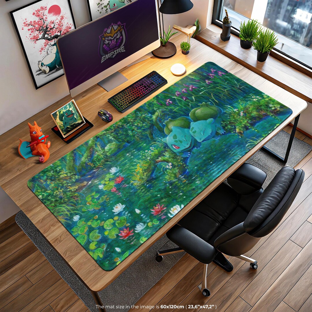 Bulbasaur Forest Desk Mat Pokémon Nature-themed Gaming Mouse Pad ...