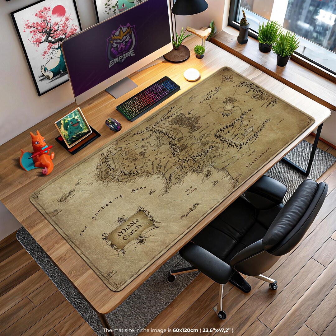 Middle Earth Map Desk Mat Lord of the Rings Gaming Mouse Pad, Fantasy ...