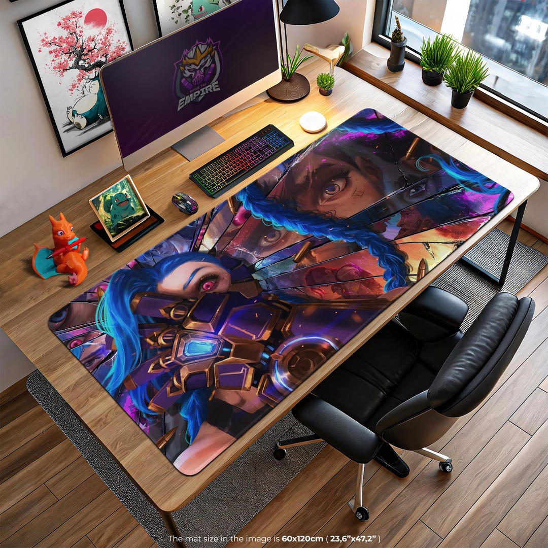 Jinx and Vi Arcane Desk Mat, League of Legends Mouse Pad, Vibrant ...