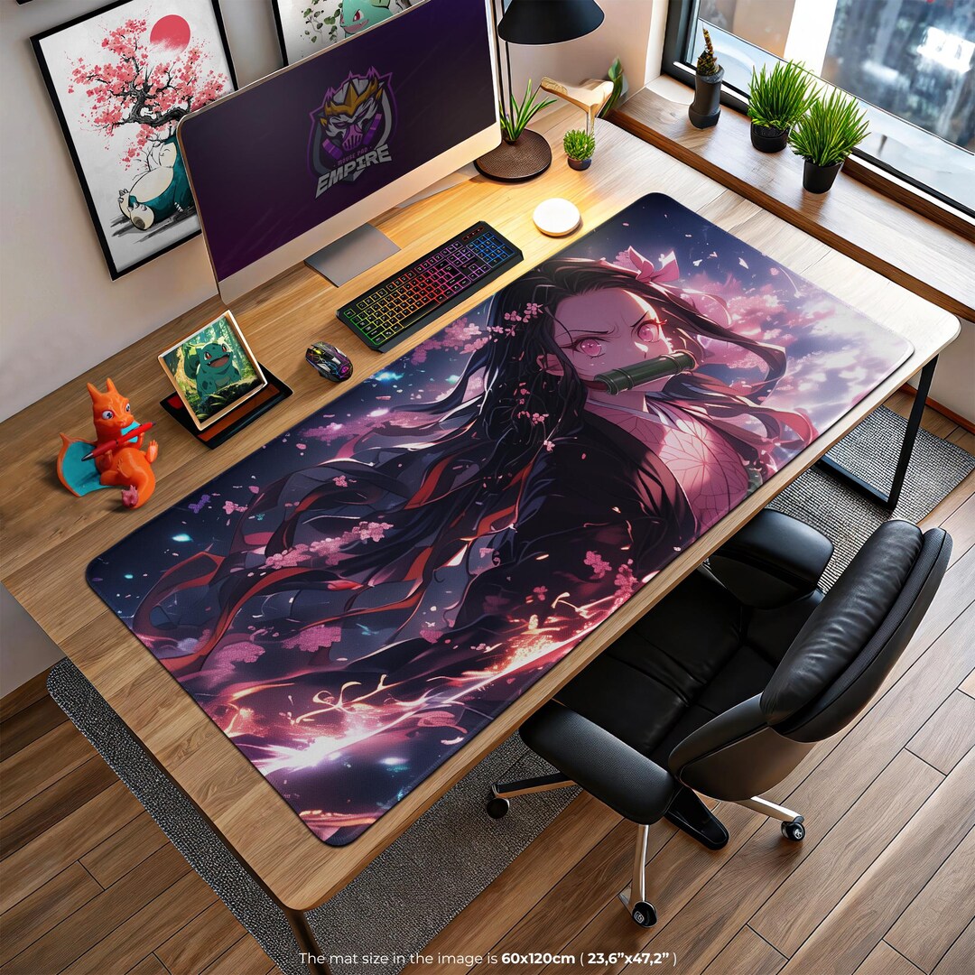 Nezuko Kamado Cherry Blossom Mouse Pad Demon Slayer Anime Gaming Desk ...