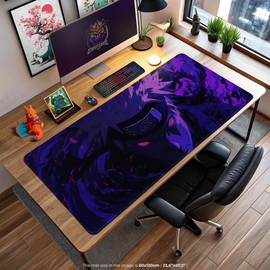 Kakashi Hatake Purple Anime Desk Mat Sharingan Anime Mouse Pad, Gaming ...