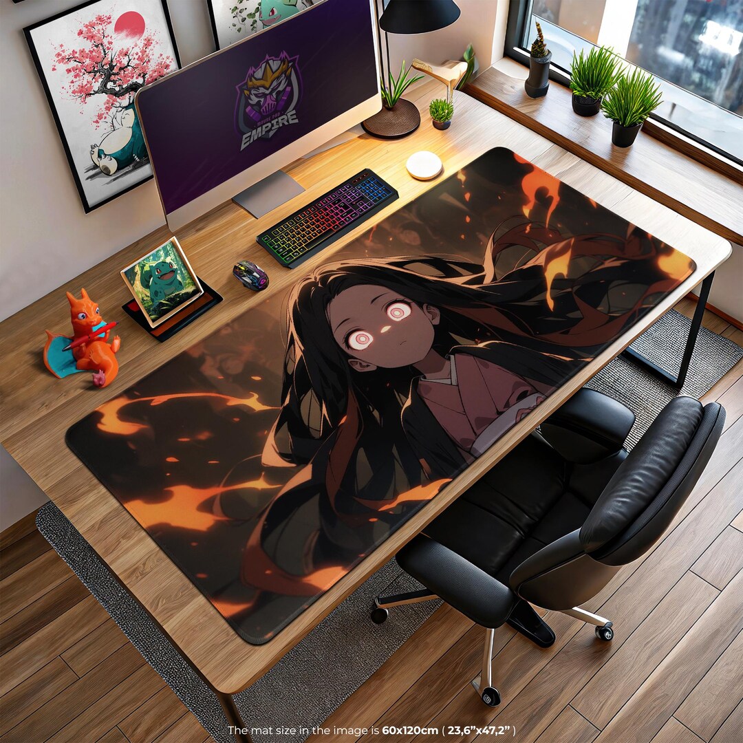 Nezuko Kamado Desk Mat Demon Slayer Anime Gaming Mouse Pad, Kimetsu No ...