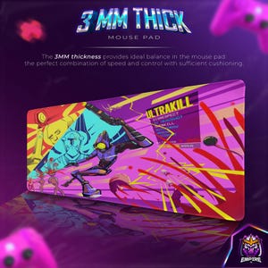 Ultrakill Game Desk Mat Neon Action Gaming Mouse Pad, Large Stylish ...