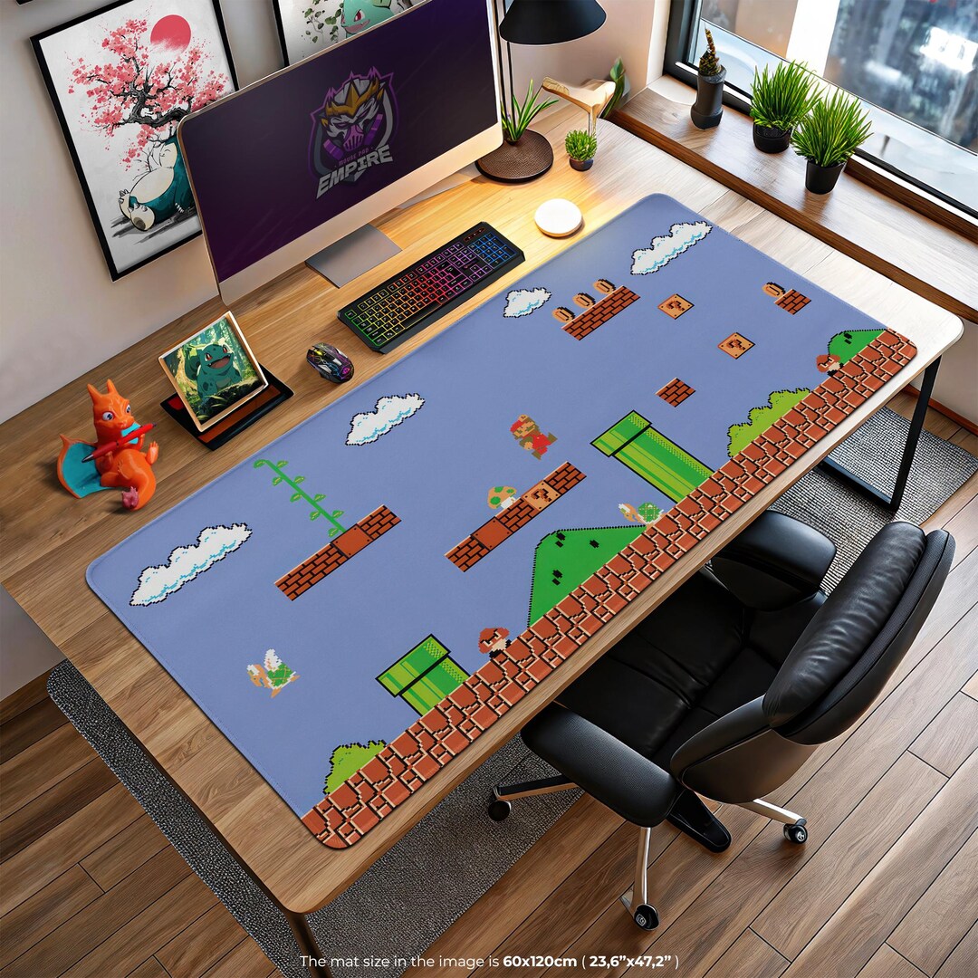 Super Mario Bros Mouse Pad Retro Gaming Desk Mat With Classic 8-bit ...