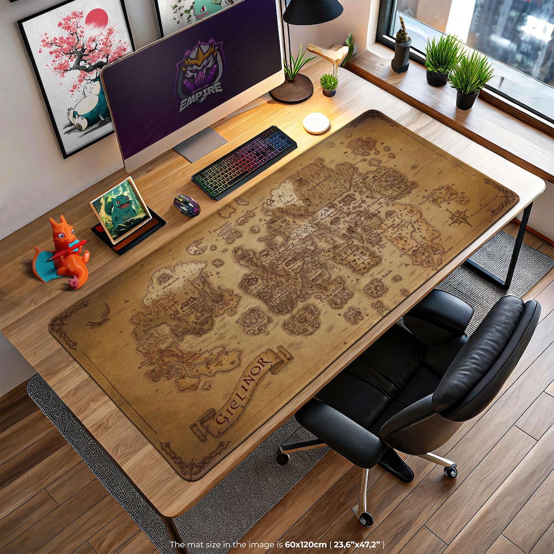 Gielinor Map Gaming Desk Mat Runescape Mouse Pad, Fantasy Gamer Gift ...