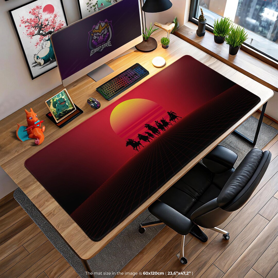 Red Dead Redemption Inspired Desk Mat Sunset Cowboy Gaming Pad, Wild ...