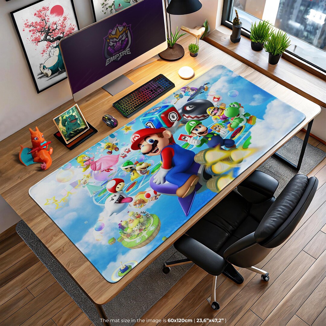 Super Mario Desk Mat Gaming Mouse Pad, Mario Party Artwork, Gamer Gift ...