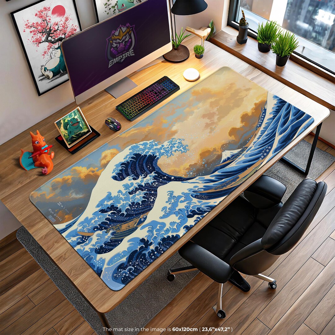 The Great Wave Mouse Pad Hokusai Art Desk Mat, Japanese Ukiyo-e Gaming ...
