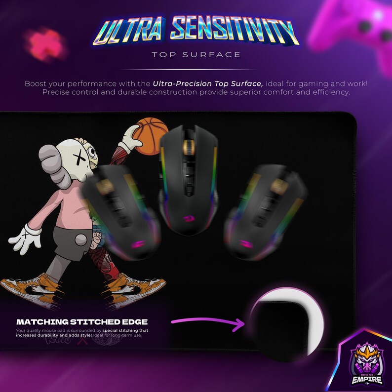 Kaws Basketball Desk Mat Street Art Inspired Mouse Pad, Large Modern ...