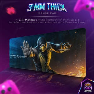 Scorpion Mortal Kombat Mouse Pad Large Gaming Desk Mat, MK Fighting ...