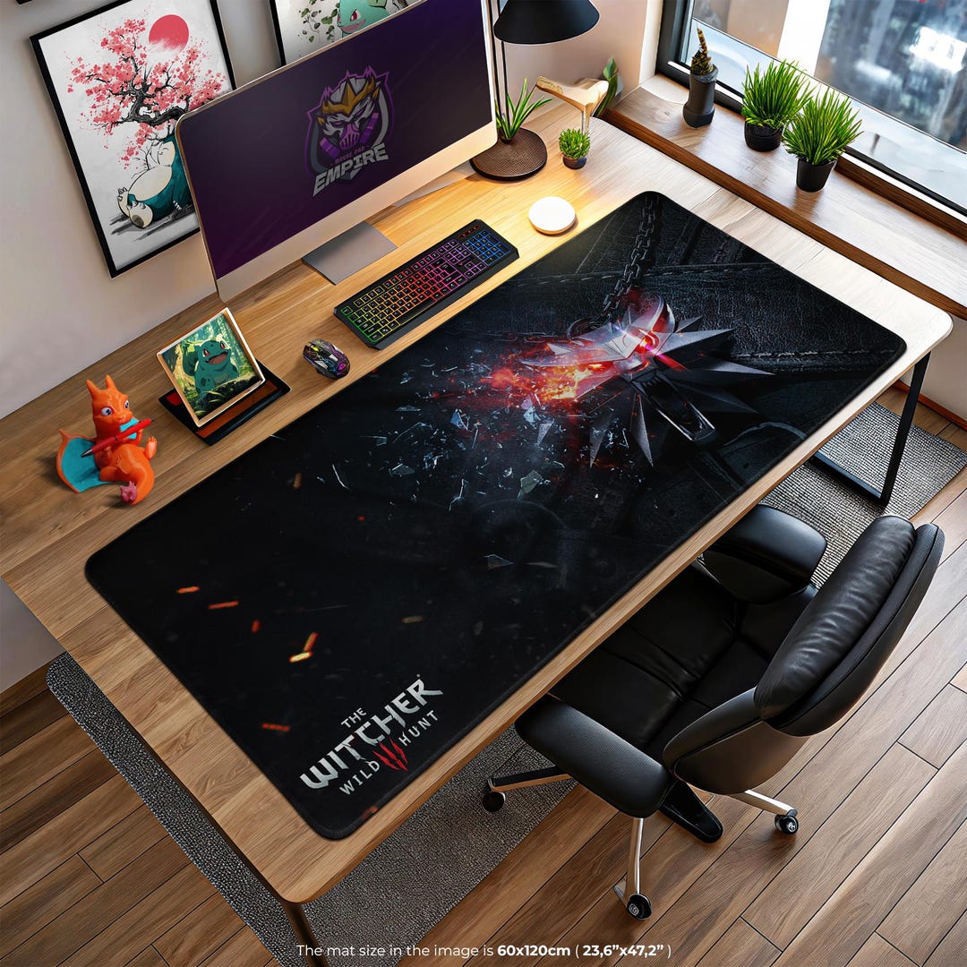 The Witcher Wolf Medallion Mouse Pad, Wild Hunt Gaming Desk Mat ...