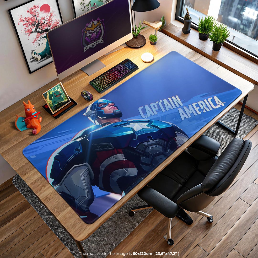 Captain America Desk Mat Marvel Mouse Pad, Super Soldier Shield Design ...