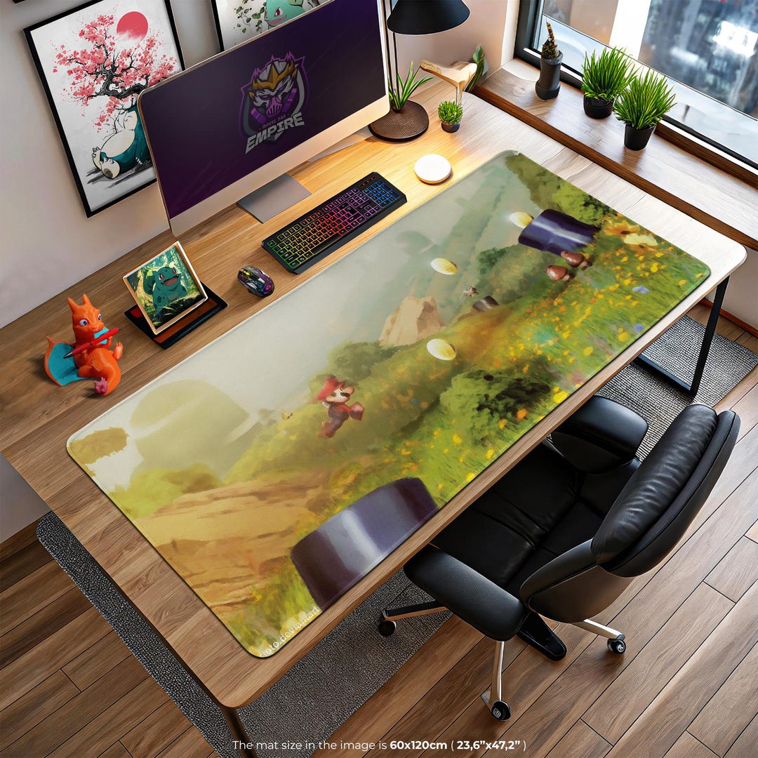 Super Mario Odyssey Desk Mat Gaming Mouse Pad, Scenic Mario Artwork ...