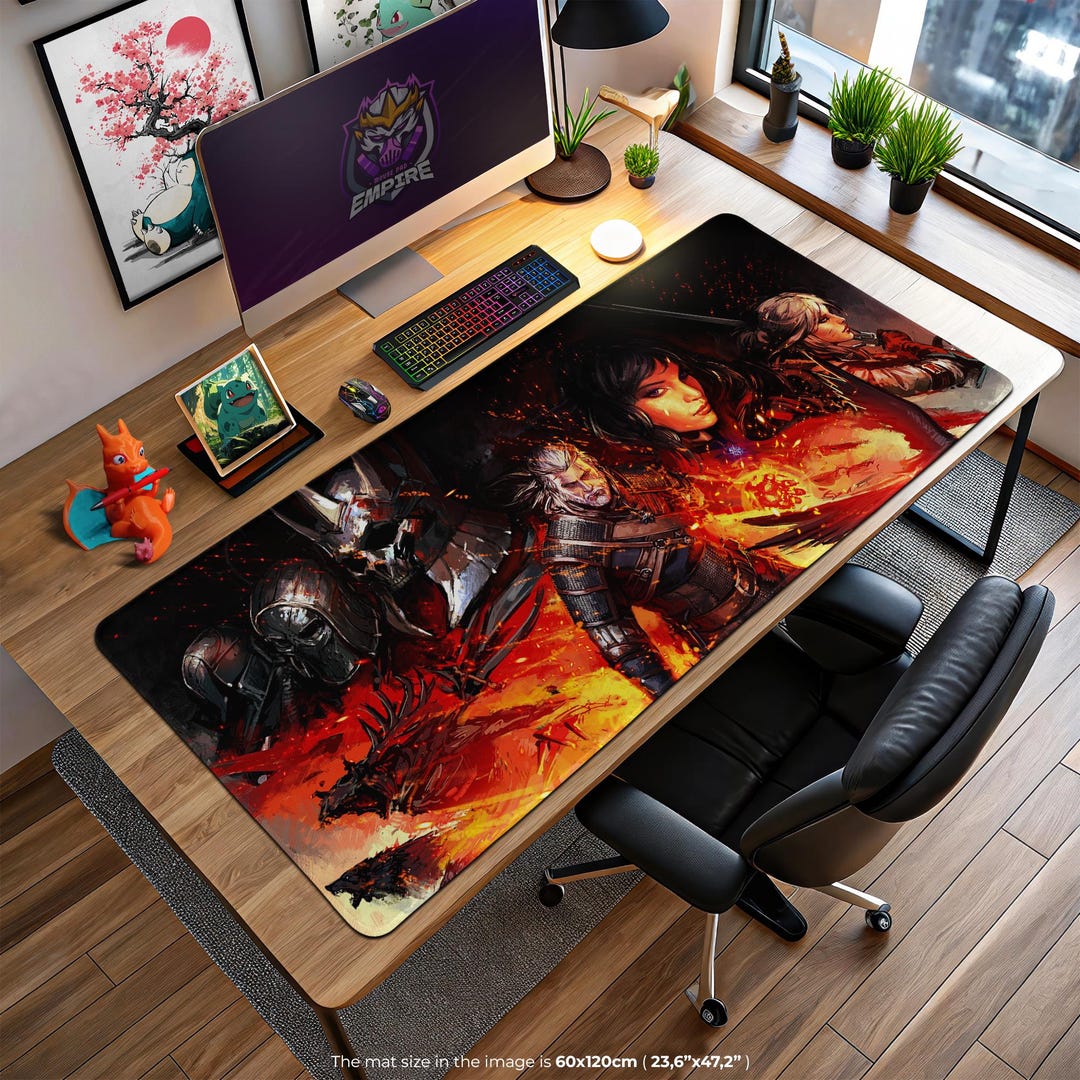 The Witcher Desk Mat, Geralt, Yennefer, and Ciri Mouse Pad, RPG Gaming ...