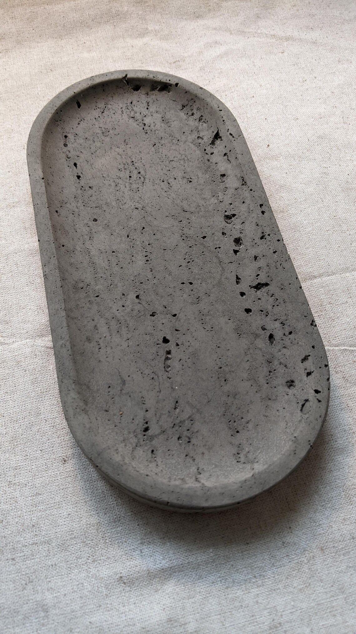 TEXTURE Oval Concrete Tray | 25cm Grey Concrete Display Dish | Storage ...
