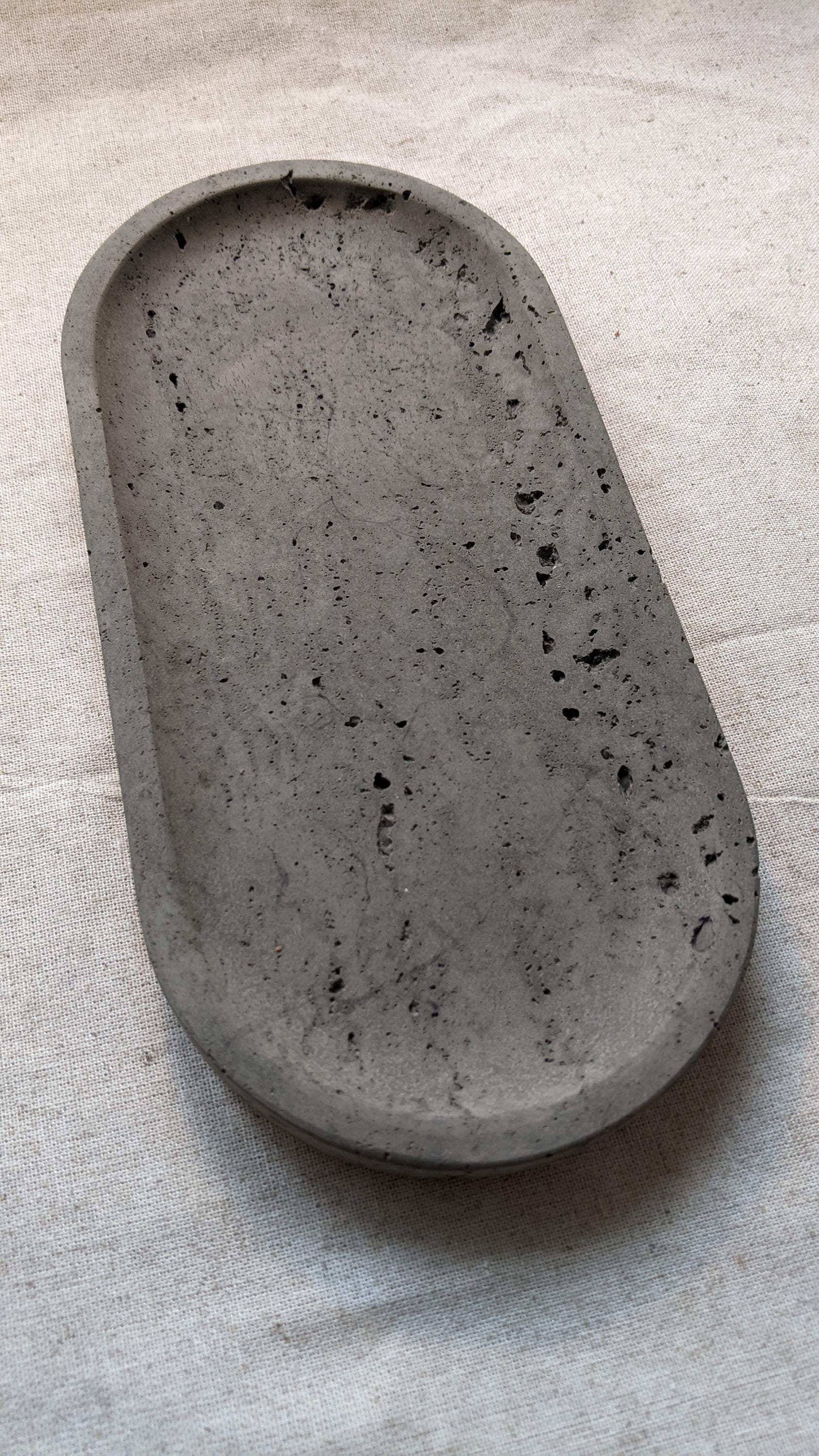 Handmade Oval Concrete Tray | Grey Industrial Display Dish, 25cm - Etsy