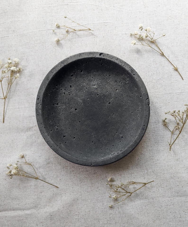 Shallow Concrete Bowl | TEXTURE | Grey Concrete Display Dish | Storage ...
