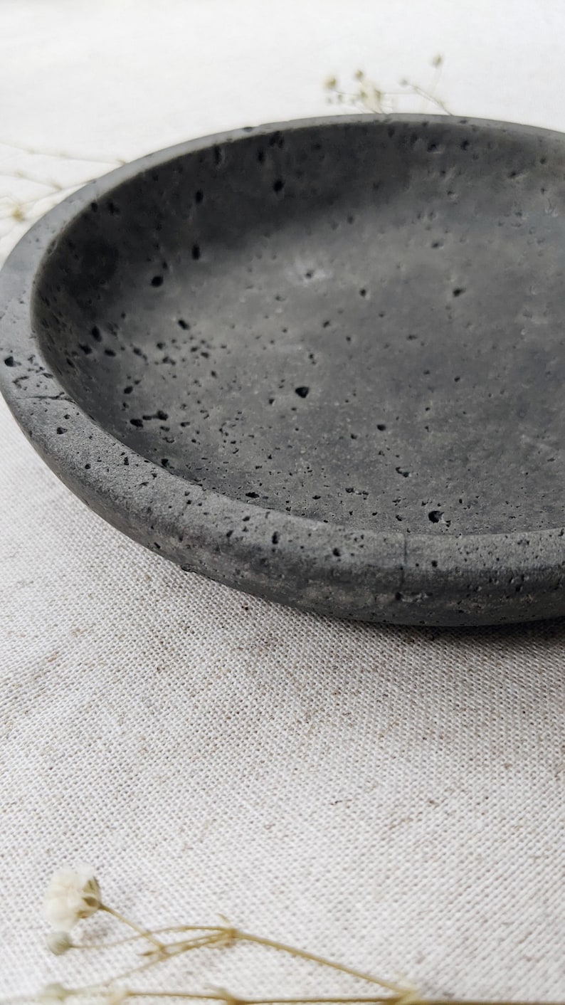 Shallow Concrete Bowl | TEXTURE | Grey Concrete Display Dish | Storage ...