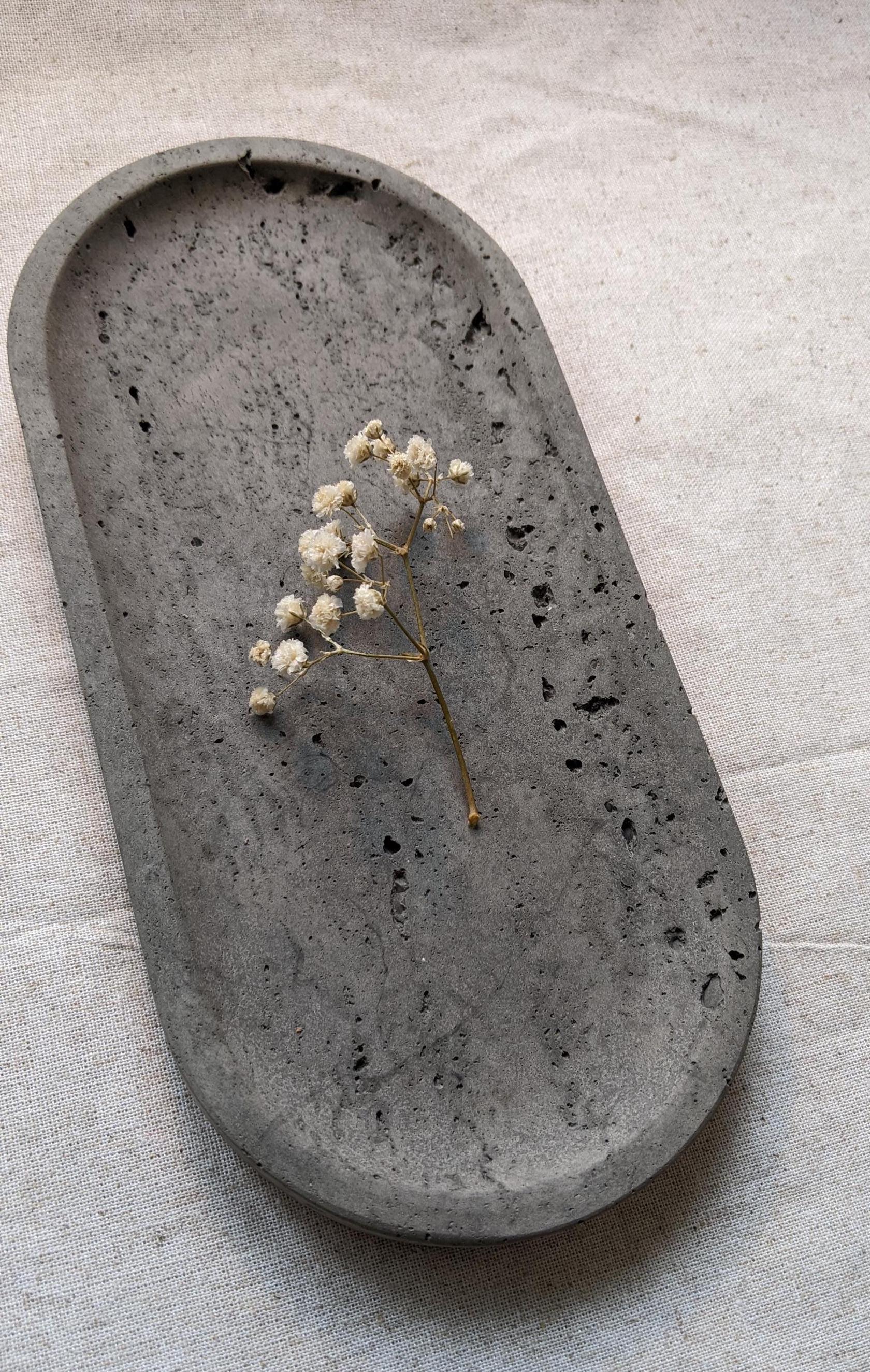 Handmade Oval Concrete Tray | Grey Industrial Display Dish, 25cm - Etsy