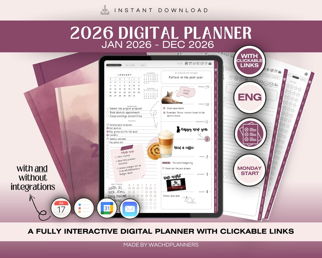 Digital Planner 2026 | Hyperlinked PDF Planner | iPad Planner for ...