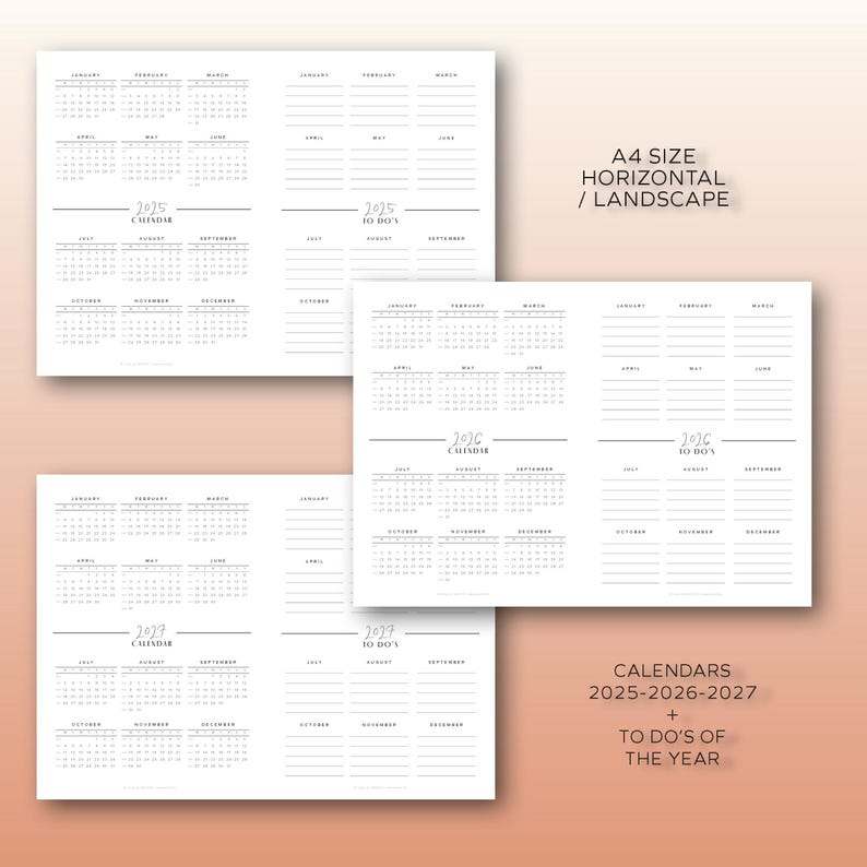 Calendarios anuales 2025-2026-2027 | PDF imprimible A4 y A5 ...