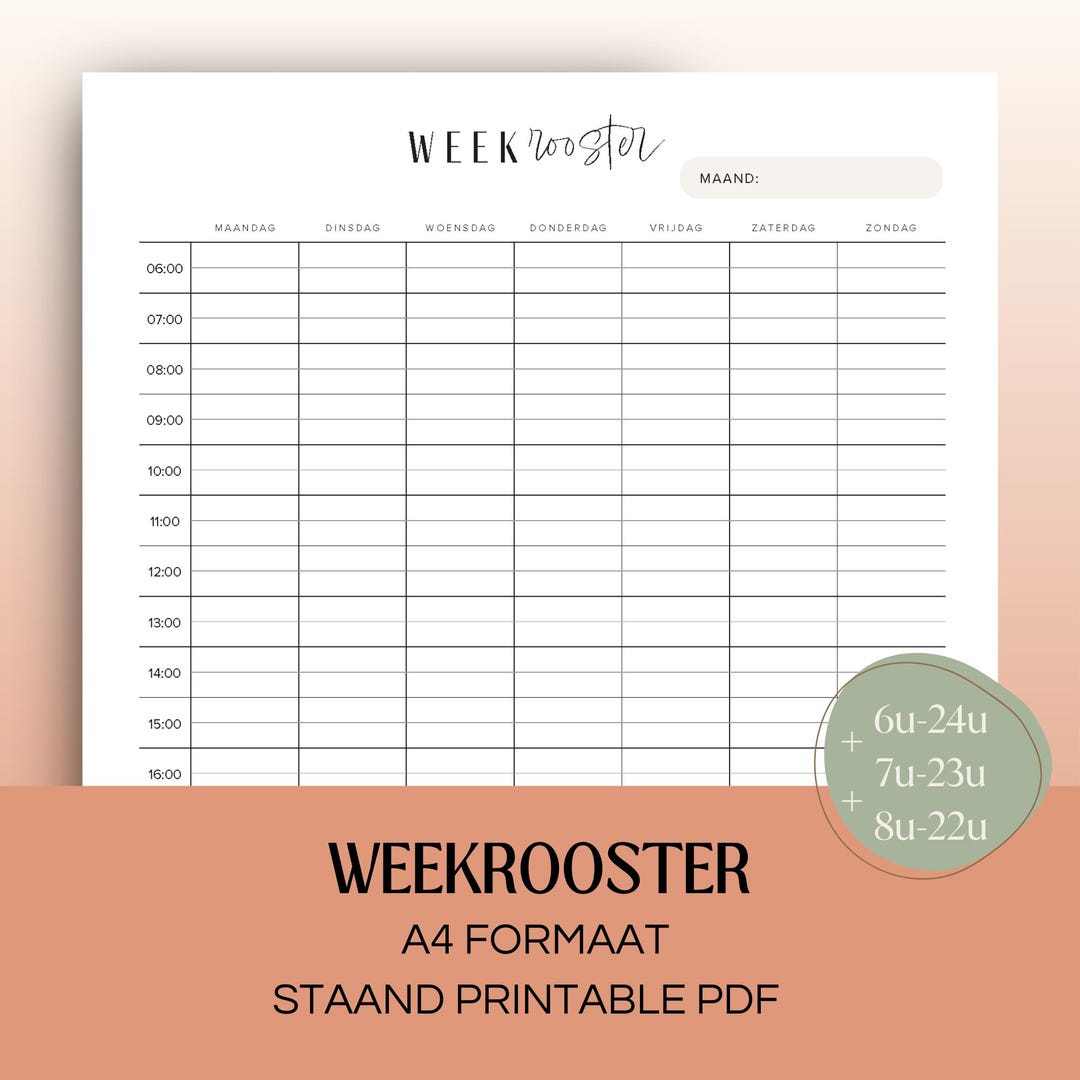 Weekly Schedule A4 Portrait Printable Pdf Office Schedule Timetable ...